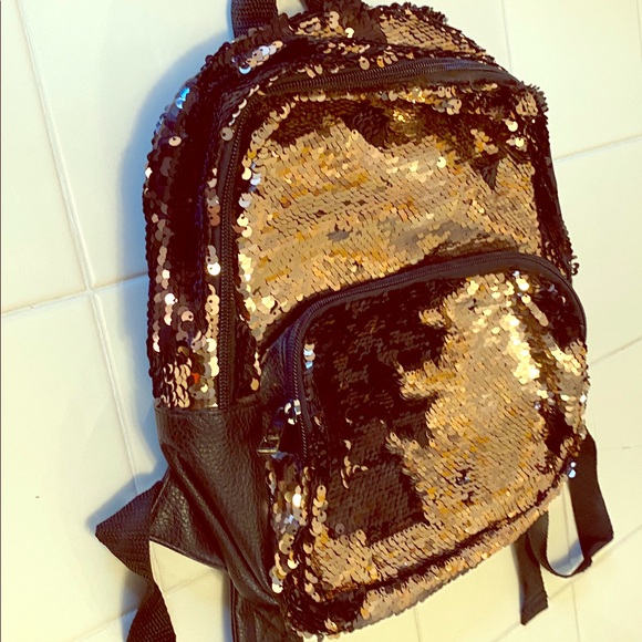Bags | Bronze Sequin Mini Backpack | Poshmark